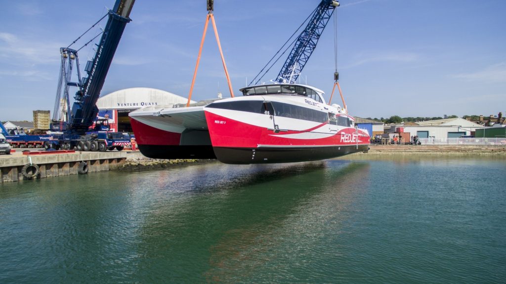 Red Jet 7 enters the water for the first time. – Girlguiding Isle Of Wight